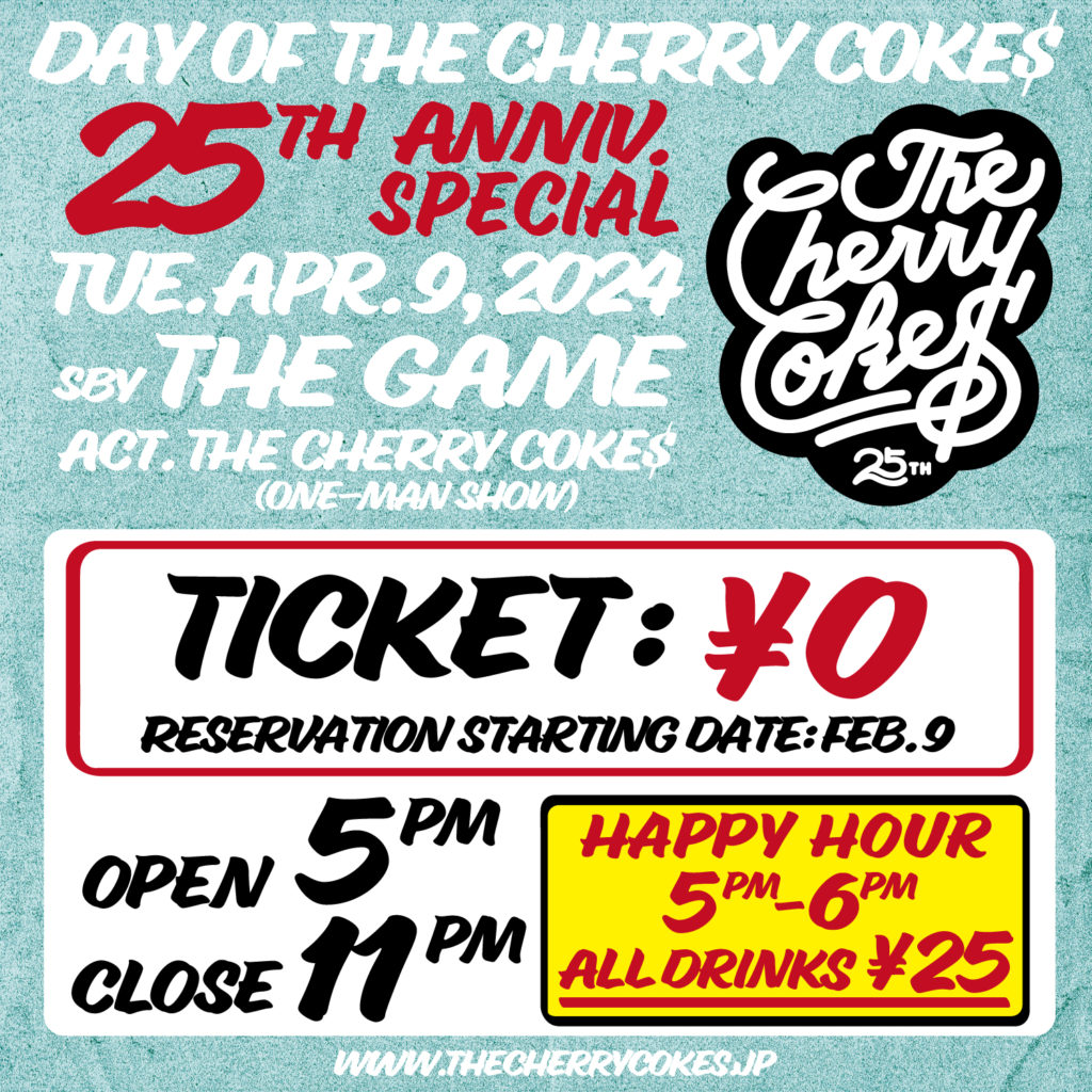 THE CHERRY COKE$、「チェリコの日」4月9日 渋谷 THE GAMEで開催決定! | PUNKLOID